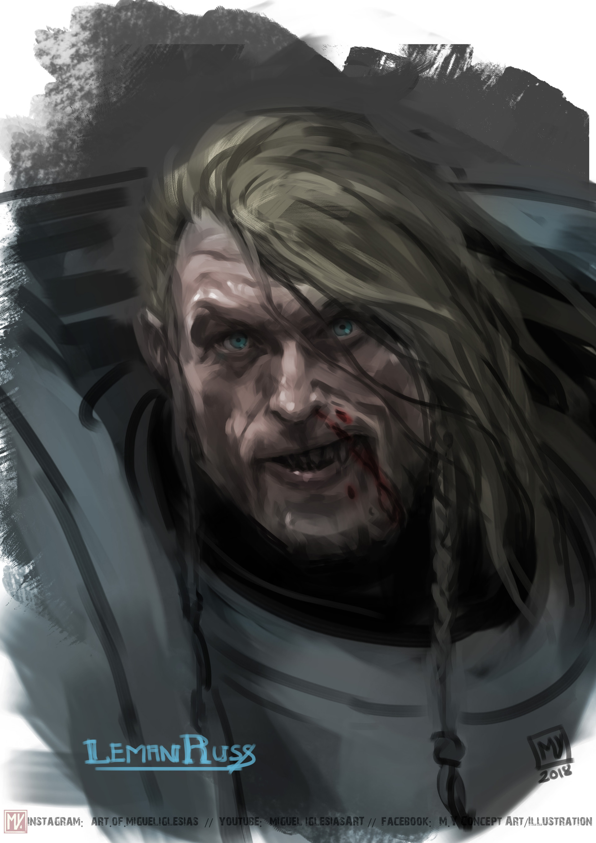 Miguel Iglesias - Warhammer 40k Fan Art, portrait series of the Primarchs
