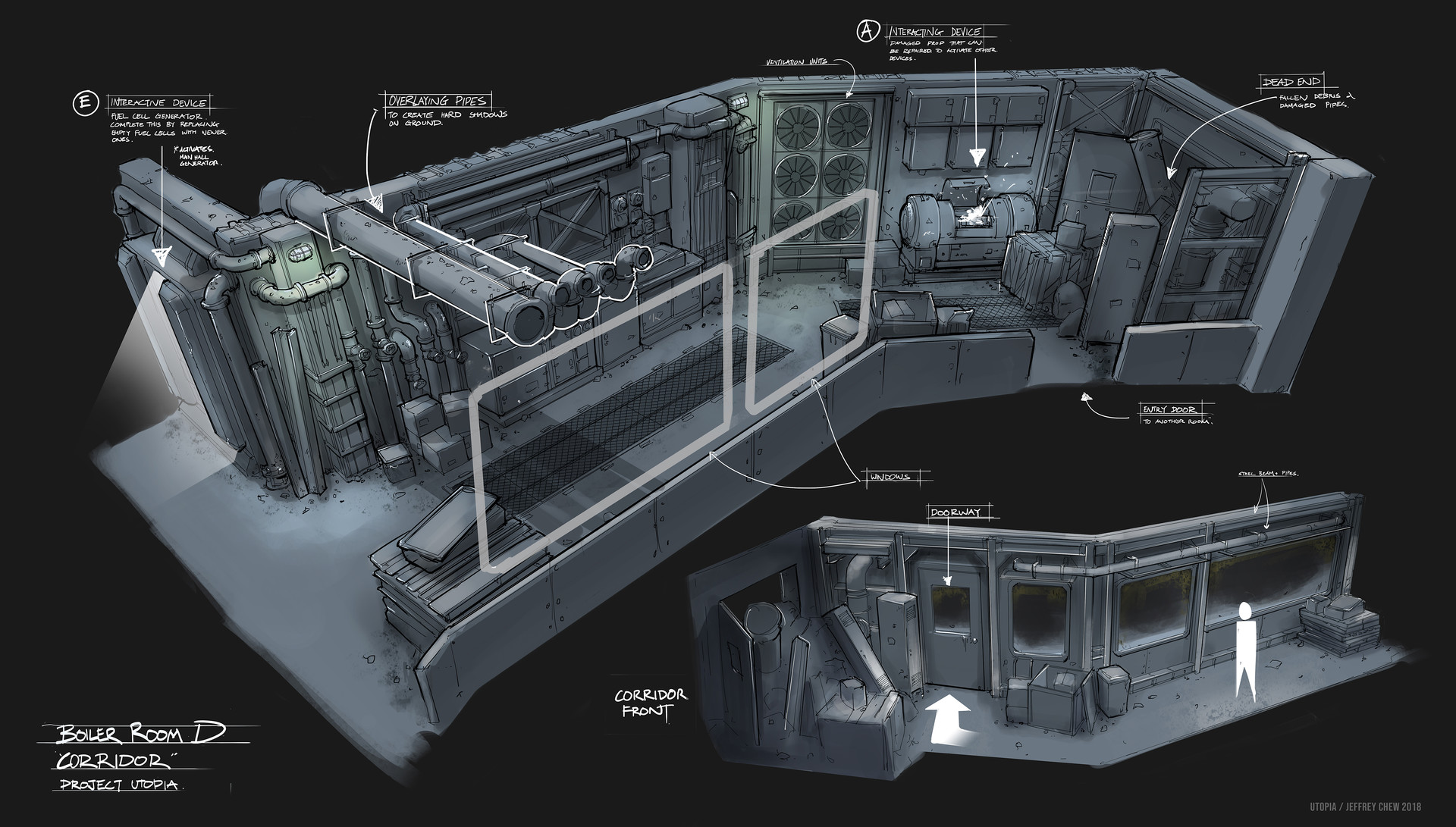 ArtStation - Utopia: Boiler Engine Corridor