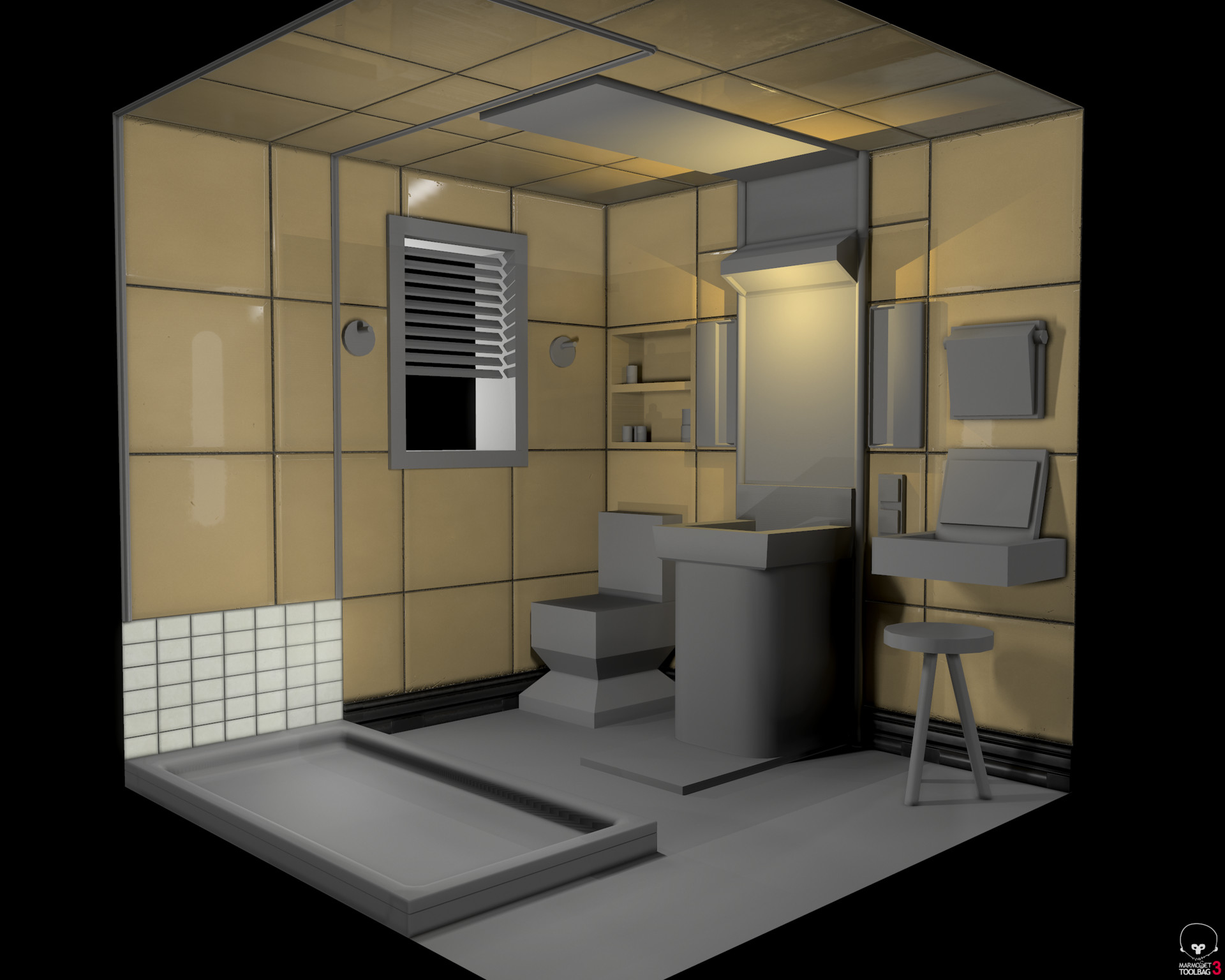 ArtStation - New Project : Fallout 4 Lustron Bathroom