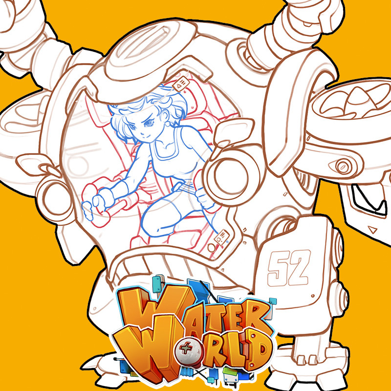 Thunder Cloud Studio - WaterWorld Update 006 - BARM Mech Line Art