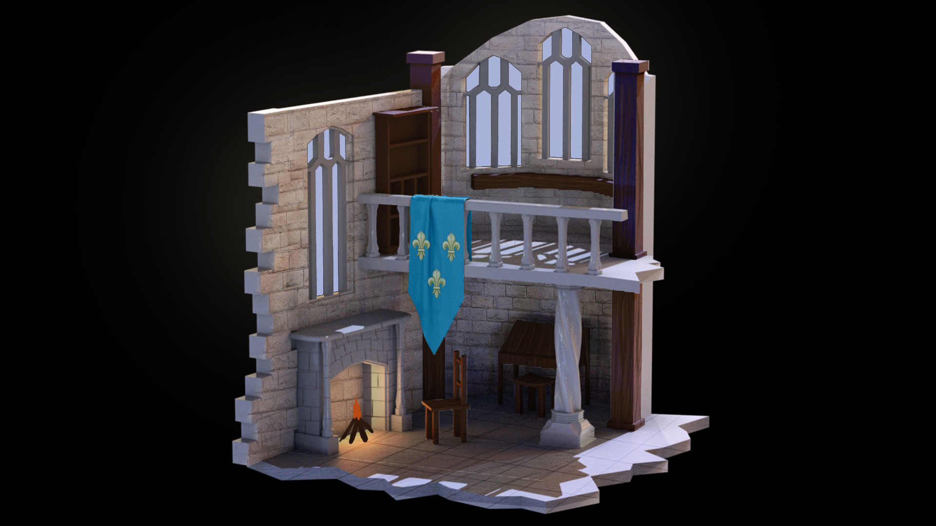 ArtStation - Gothic France Architecture Diorama Progress