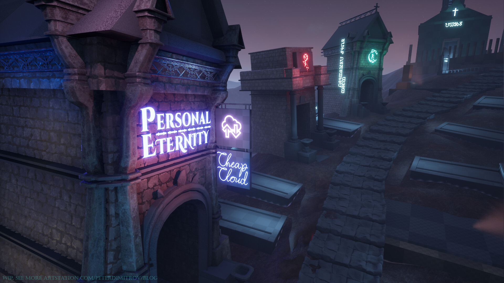 ArtStation - The Neon Graveyard - Part 5 - Cyberpunk Caskets