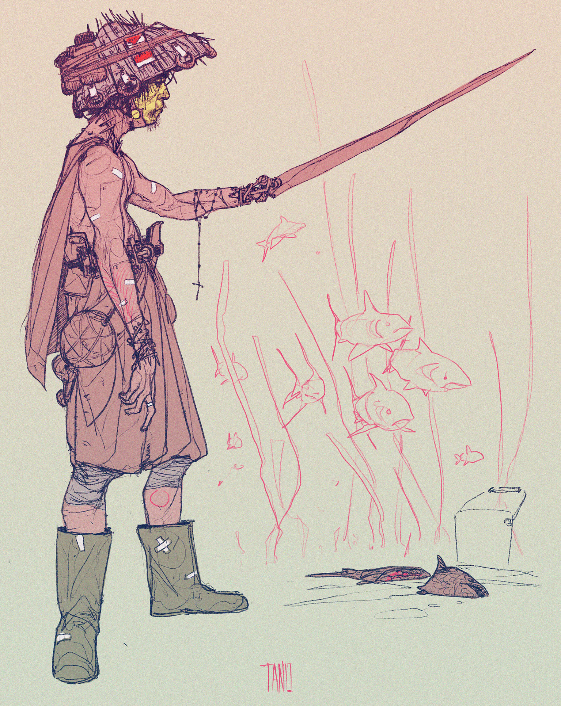 ArtStation - fish assassin morning sketch