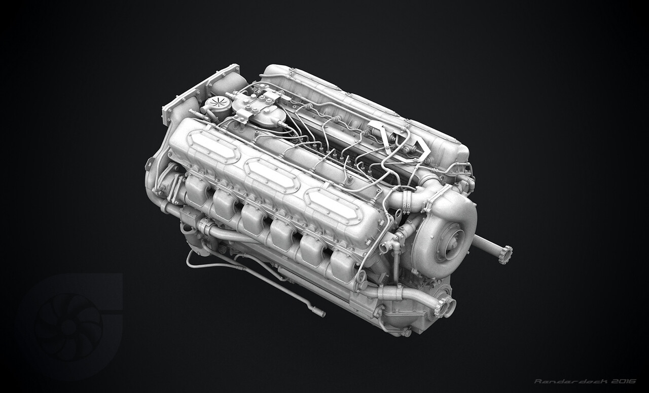 RenderDock - V-46 engine animation