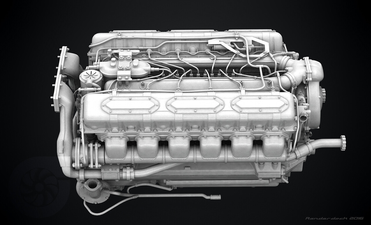 RenderDock - V-46 engine animation