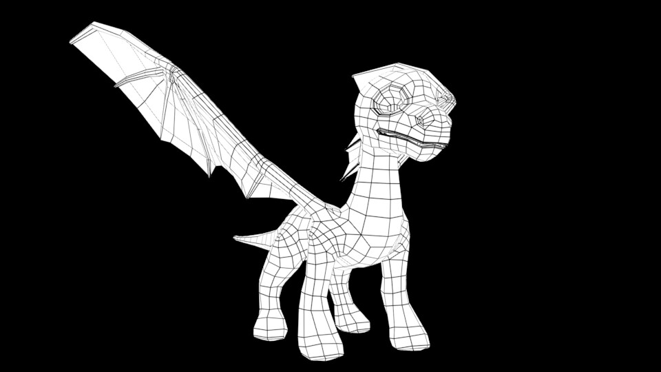 ArtStation - Baby Dragon - WIP- Retopology