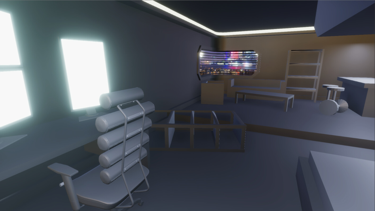 ArtStation - EXP + Dinusty Cyberpunk Challenge [Update #2]: Blockout and basic Lighting Setup