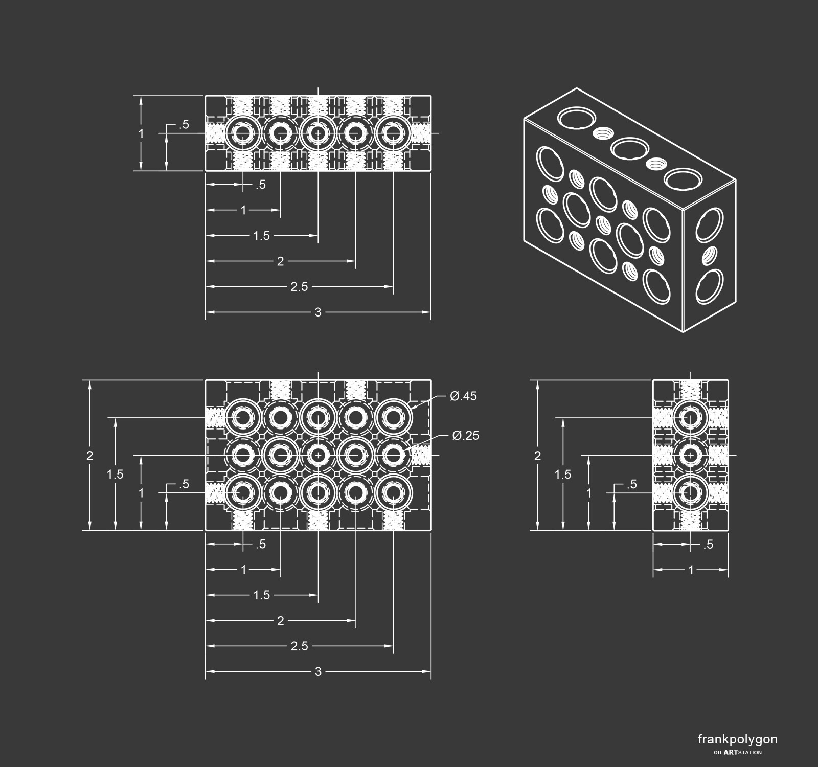 Frank - Boolean + Sub-D Hard Surface Modeling: 123 Blocks (Exercise & Tutorial)