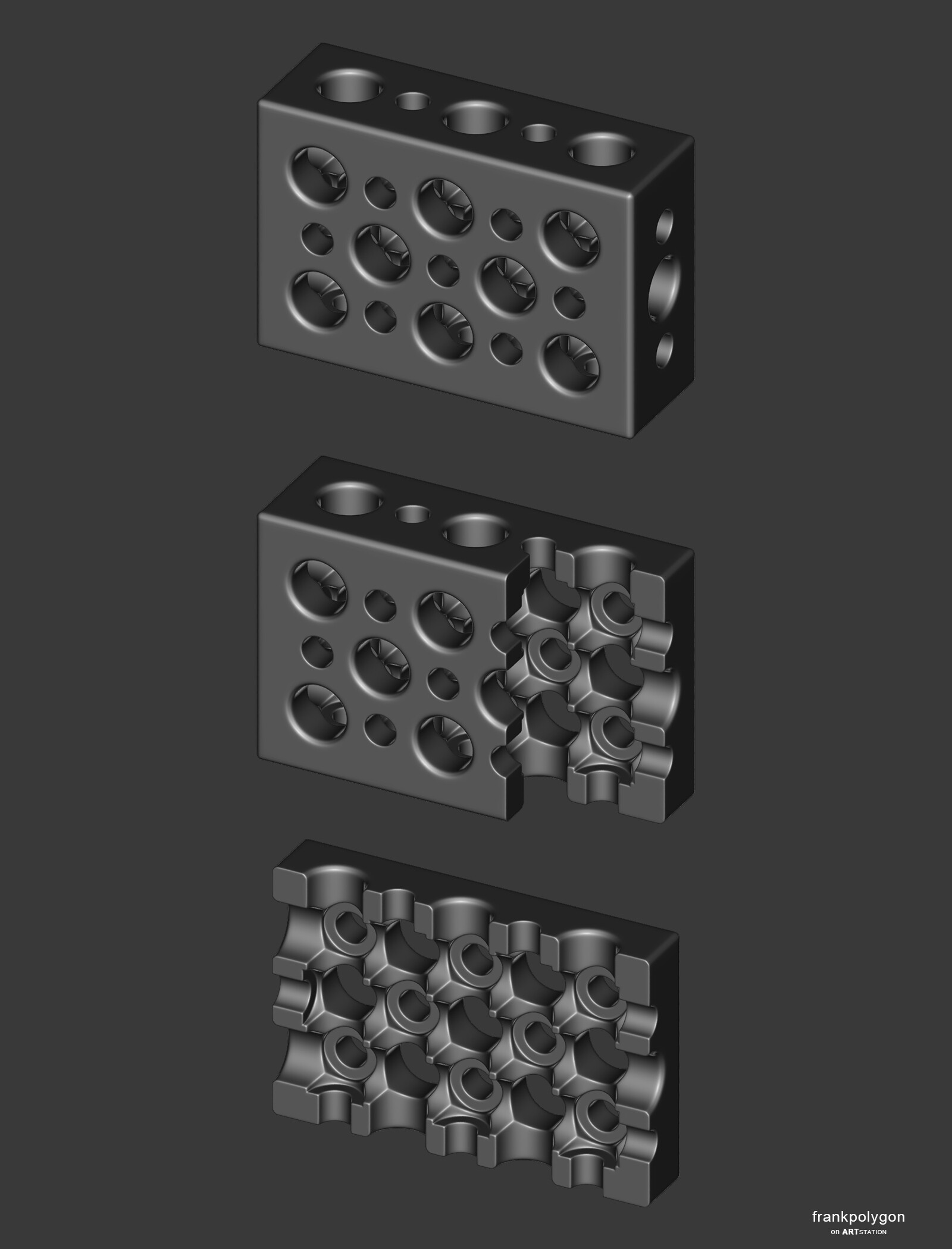 Frank - Boolean + Sub-D Hard Surface Modeling: 123 Blocks (Exercise & Tutorial)