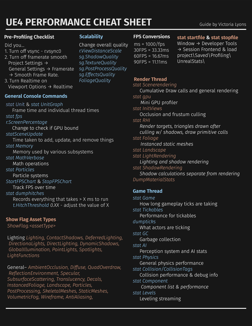 Victoria Lyons - UE4 Performance Cheat Sheet