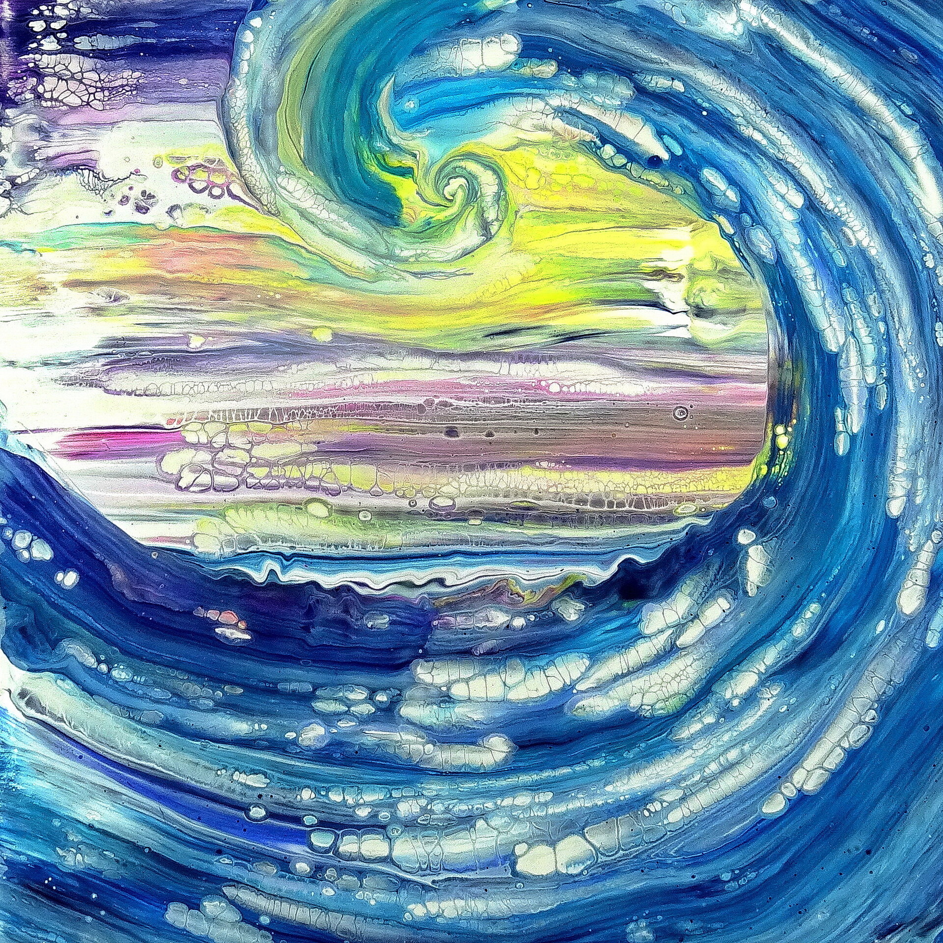 ArtStation - Ocean Wave 🌊~ Acrylic pour painting ~ My first try ~ Swipe ...