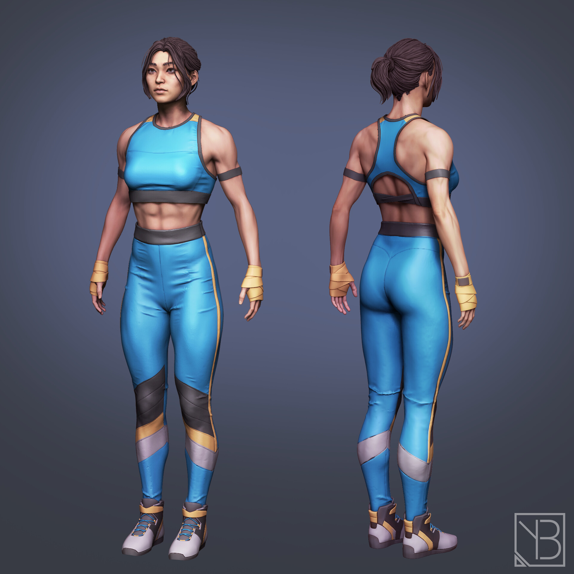 ArtStation - Female fighter - Blockout