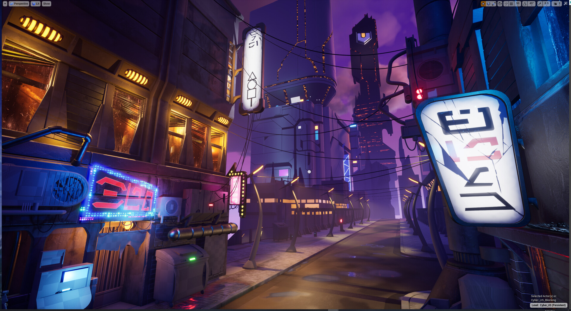 ArtStation - [UE4] Stylized Cyberpunk Street #02