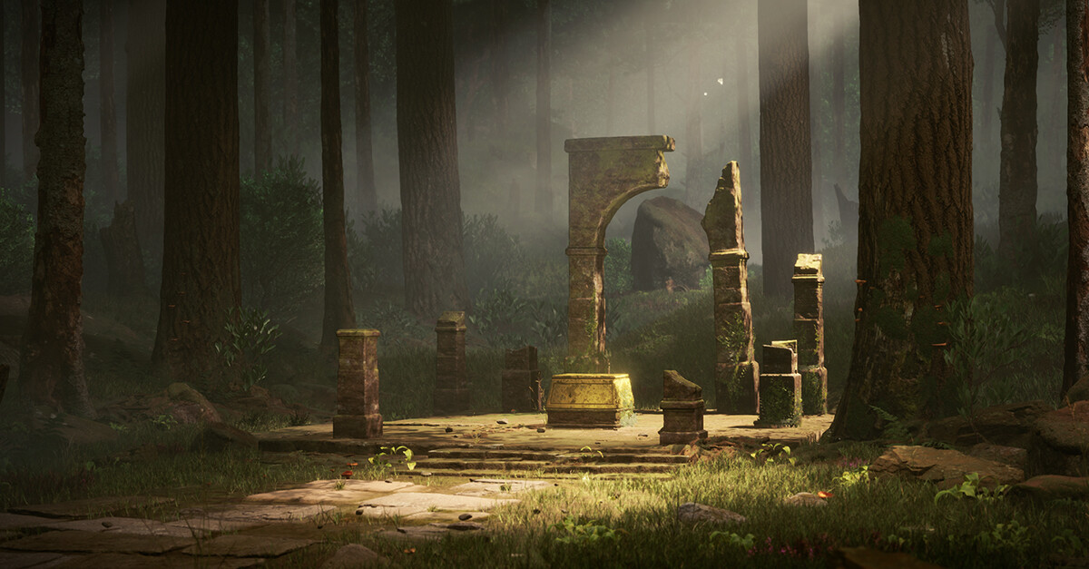 fantasy forest ruins