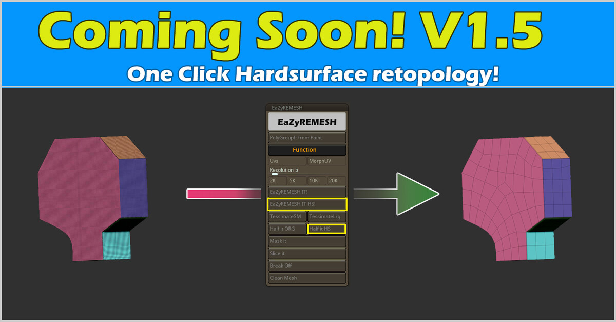 ArtStation - EaZyREMESH V1.5 Coming soon - Hard Surface Reptopo made easy