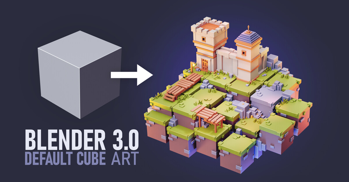 Artstation Blender 3 0 Using Default Cube To Create 3d Illustration