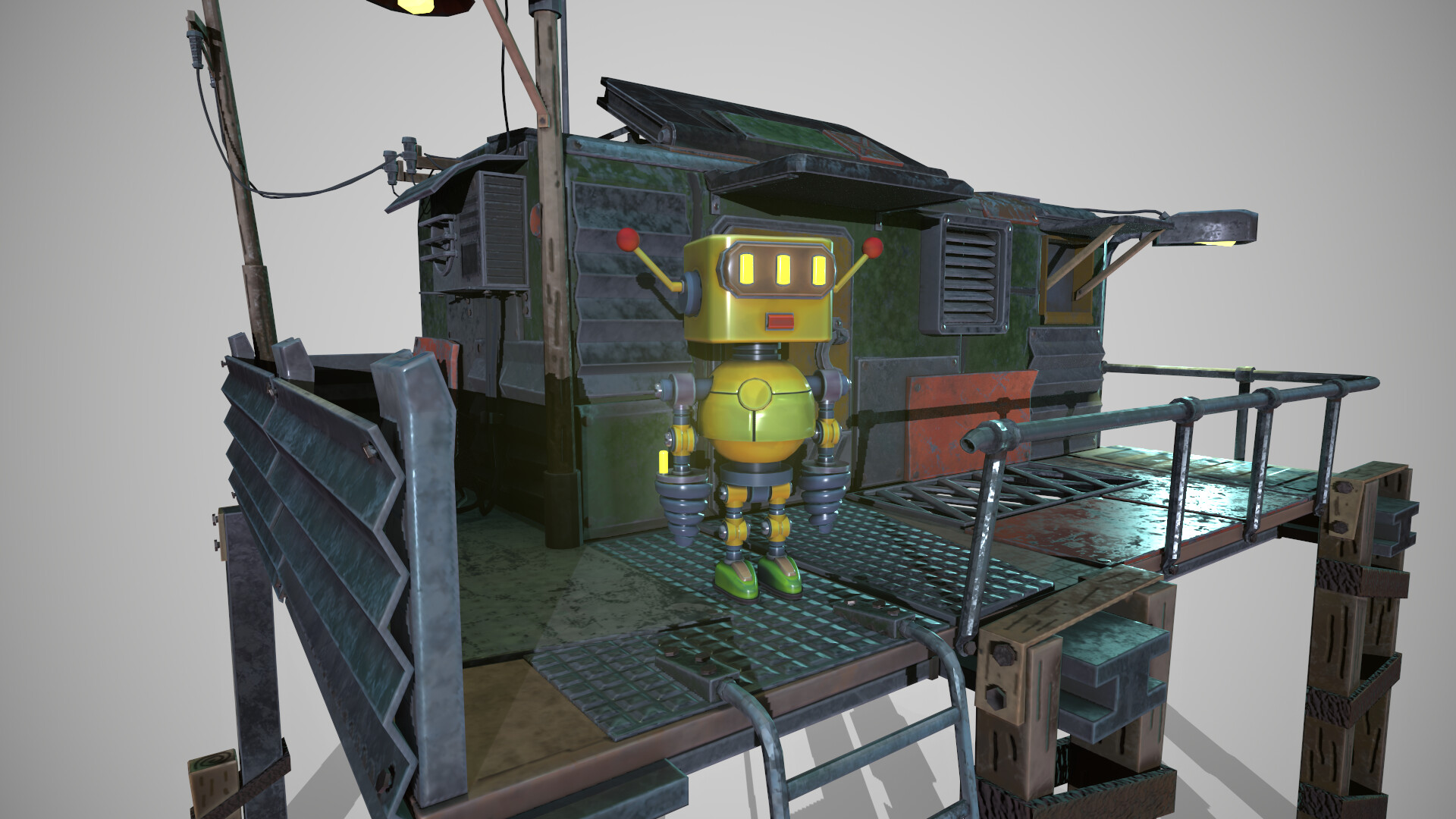 ArtStation - Stylized Robot and His Shack