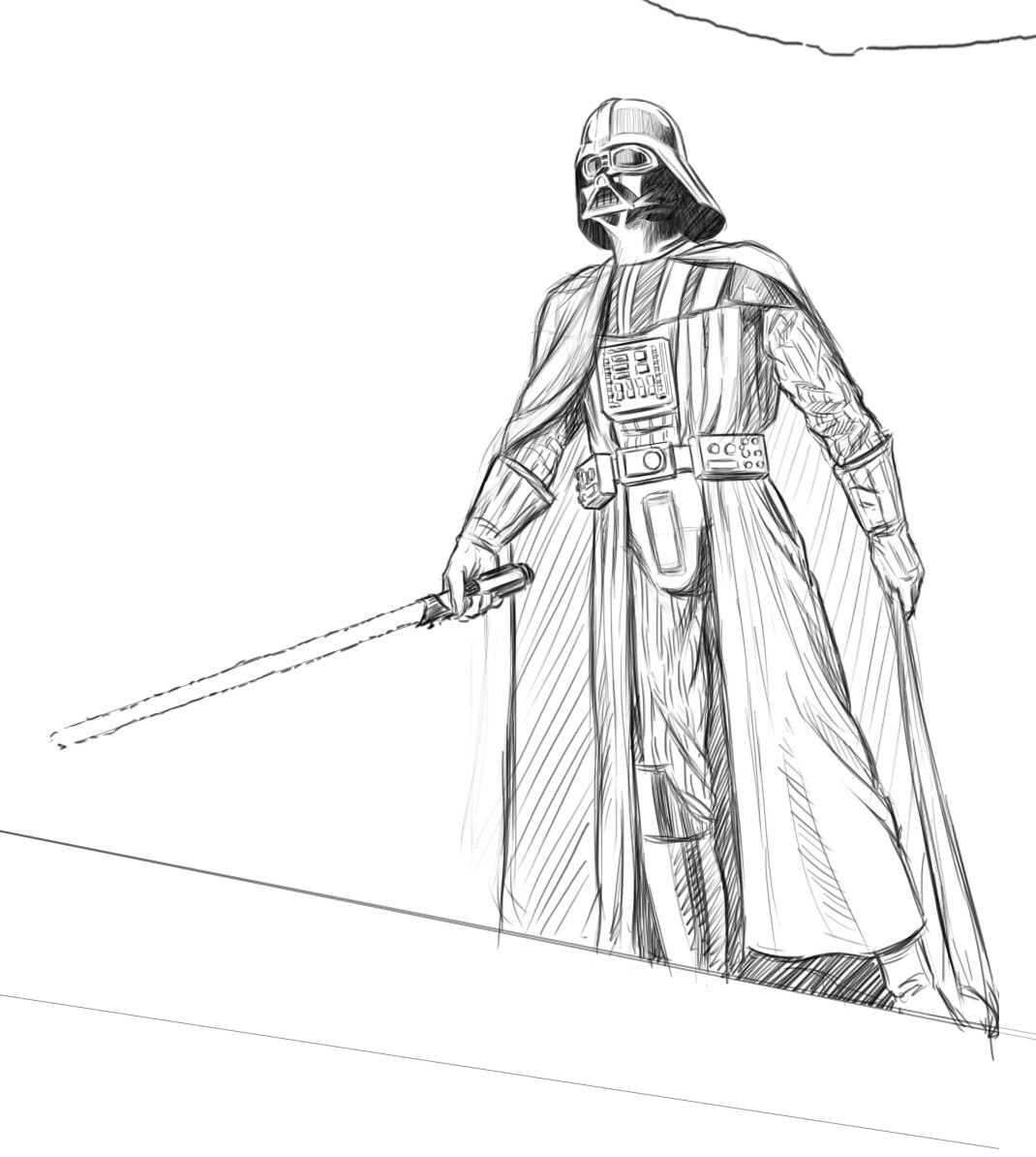 darth vader lightsaber coloring page