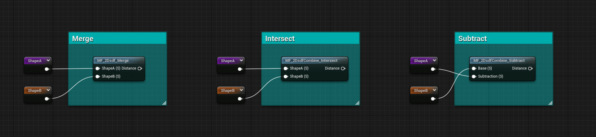 Fabrizio Bergamo - 2D SDF - Combine Shapes - Material Function Library UE5