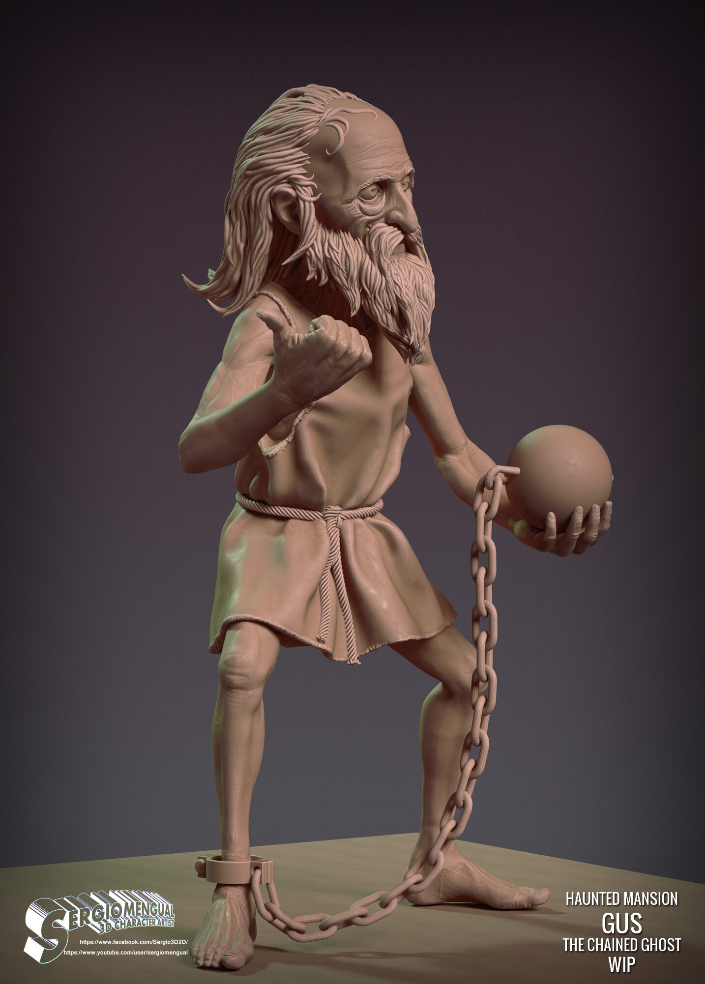 Sergio Gabriel Mengual - WIP: Haunted Mansion Gus, The Chained Ghost.