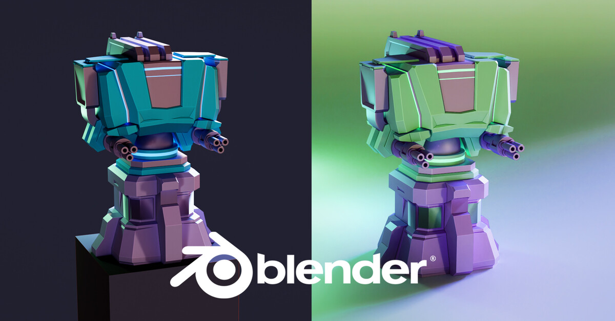 ArtStation - 3D MODELING - Stylised Lowpoly TURRET in BLENDER 3.0