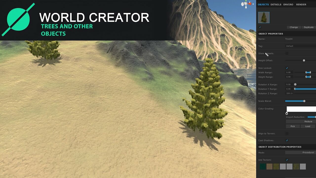 ArtStation - World Creator 2. Custom Base Shape and adding trees to the scene. Object parameters.