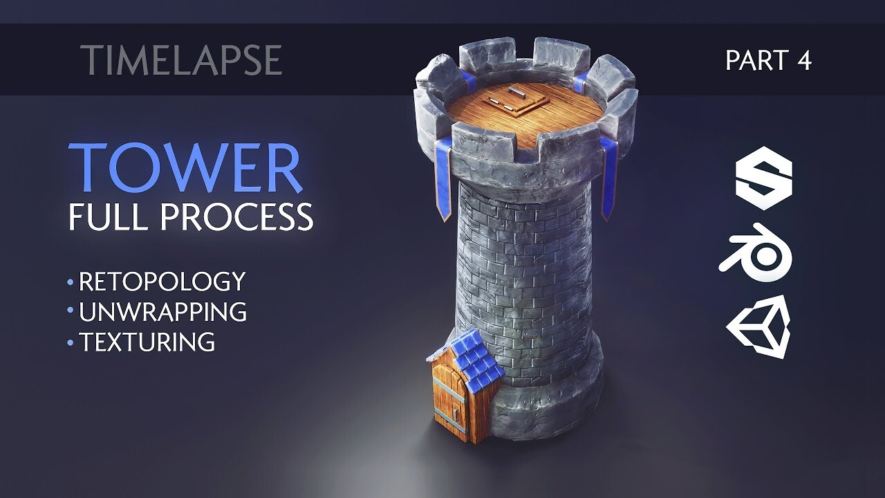 ArtStation - (Timelapse) 3d Retopo, Unwrapping & Texturing (Part 4/4) Tower Defense Model ...