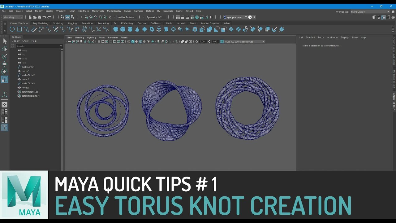 ArtStation - Maya Quick Tip #1 - Quick Torus Knot Creation