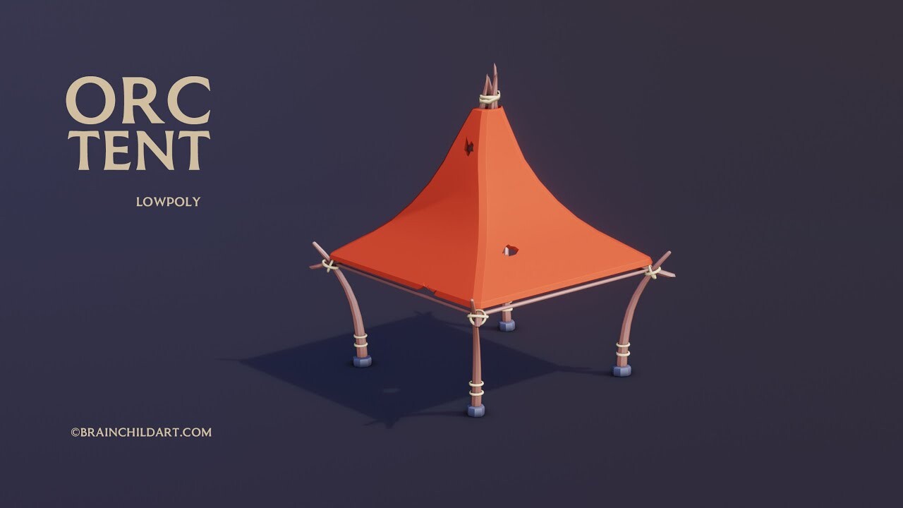 ArtStation - Low Poly Style | Flat Shading - Orc Tent / Stall in ...