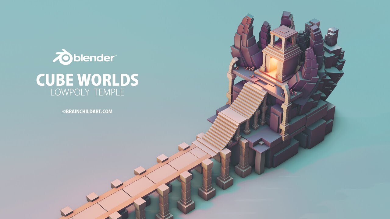 Artstation Using Only The Default Cube In Blender To Create Environment Design Low Poly